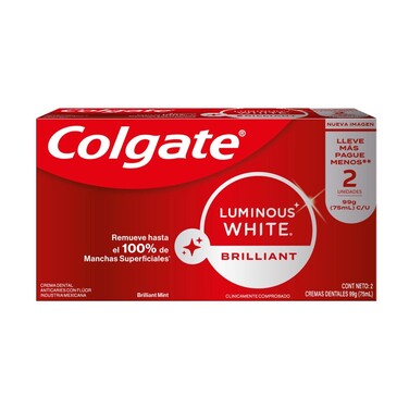 Colgate Pasta Dental Luminous White Pack 2 Unidades 75 ml - Liquimax