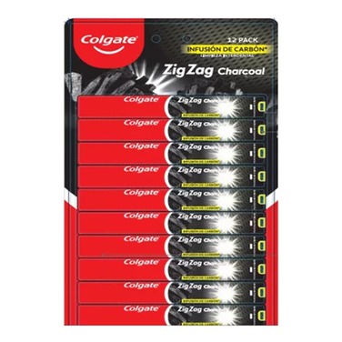 Colgate Pack Cepillo Zig Zag Charcoal 12 Unidades - Liquimax