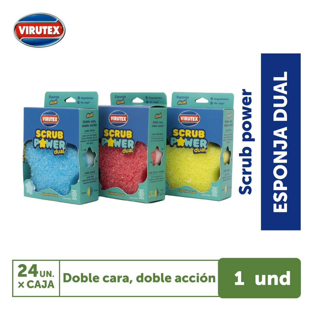 Virutex Esponja Dual Scrub Power 1 Unidad Color Surtido - Liquimax