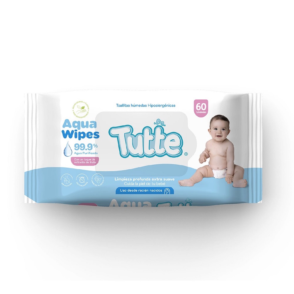 Tutte Toallas Húmedas 99% Agua 60 Unidades - Liqui