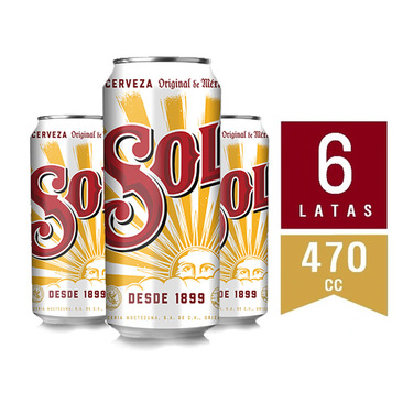 Cerveza Sol Lata Six Pack 470 cc - Super El Trebol